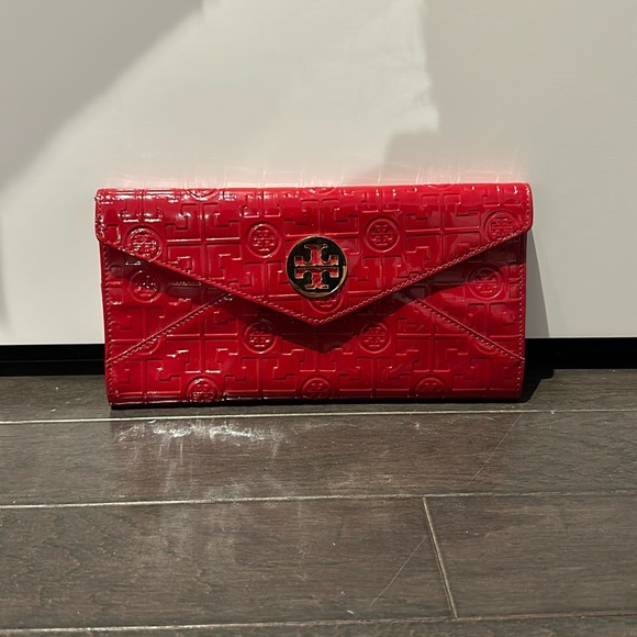 Tory Burch | Bags | Red Patent Leather Authentic Tory Burch Clutch ...
